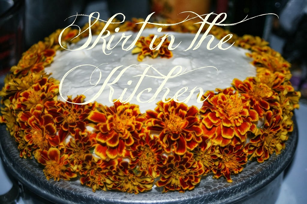 Mexican Chocolate Cake with Marigolds - Skirt in the Kitchen